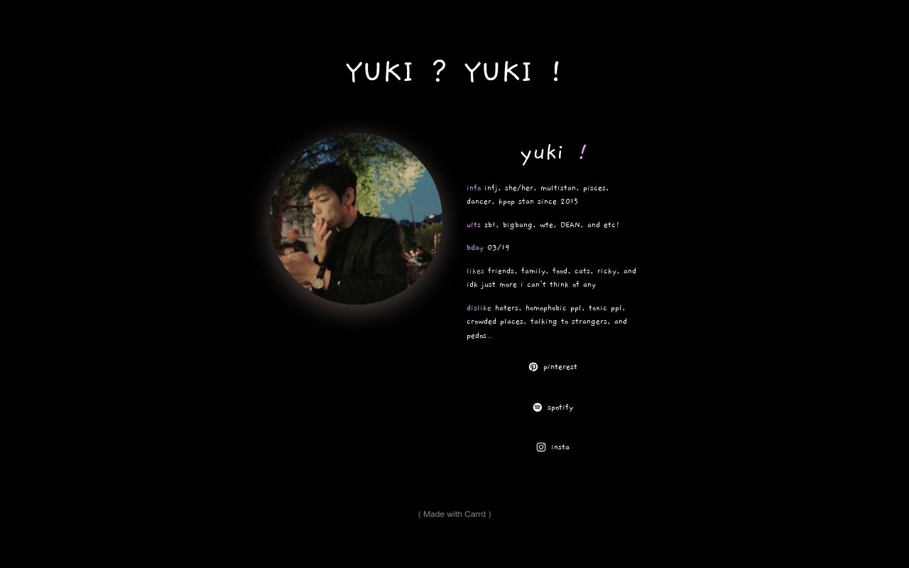 yuki's carrd